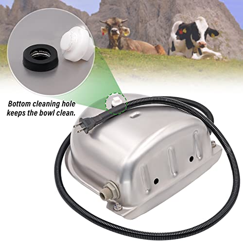 KHEARPSL Automatic Heated Water Bowl Heated Livestock Dog Waterer Heated Pet Thermal-Bowl Heated Waterer for Dog Cattle Cow Horse Chicken Pig Goat (Curved Bottom Waterer Kit)