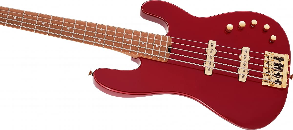 Charvel Pro-Mod San Dimas Bass Guitar JJ V, Caramelized Maple Fingerboard (Candy Apple Red)