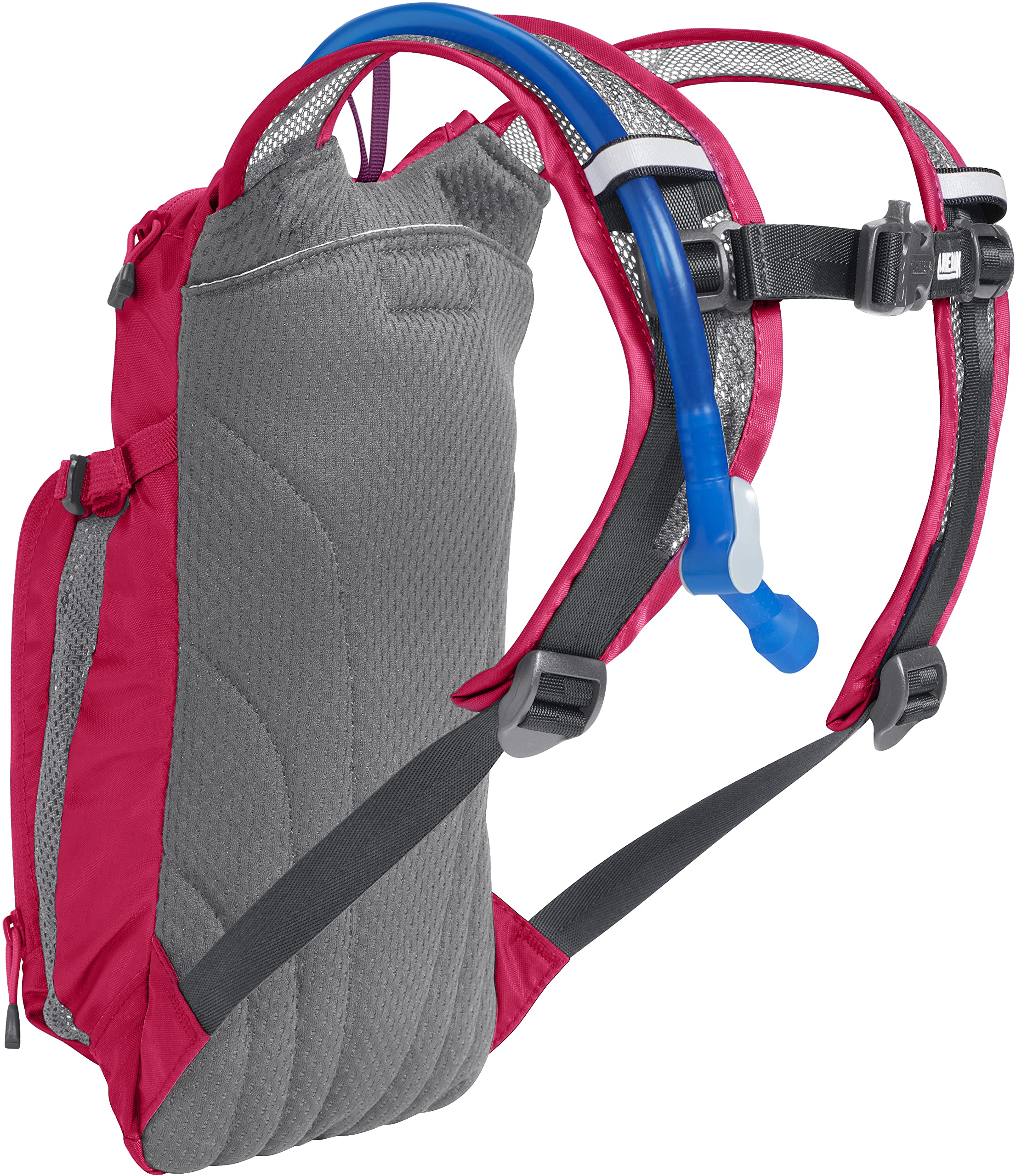 CamelBak Mini M.U.L.E. Kids Hydration Backpack for Hiking and Biking - 50oz, Hot Pink/Purple Stripe