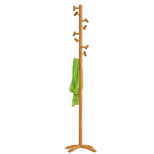 Coat Racks 9 Hooks Bamboo Coat Stand Versatile Hooks Free Standing Coat Tree Clothes Hanger Hat Stand for Hallway Bedroom Home Office 175cm/68.9inch