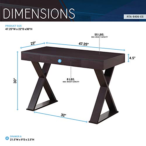 Techni Mobili Trendy Drawer, Espresso Writing Desk