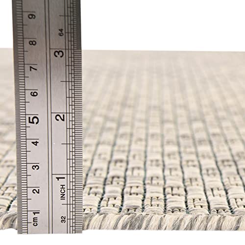 Unique Loom Collection Casual Transitional Solid Heathered Indoor/Outdoor Flatweave Area Rug, 4 ft x 6 ft, Light Gray/Ivory