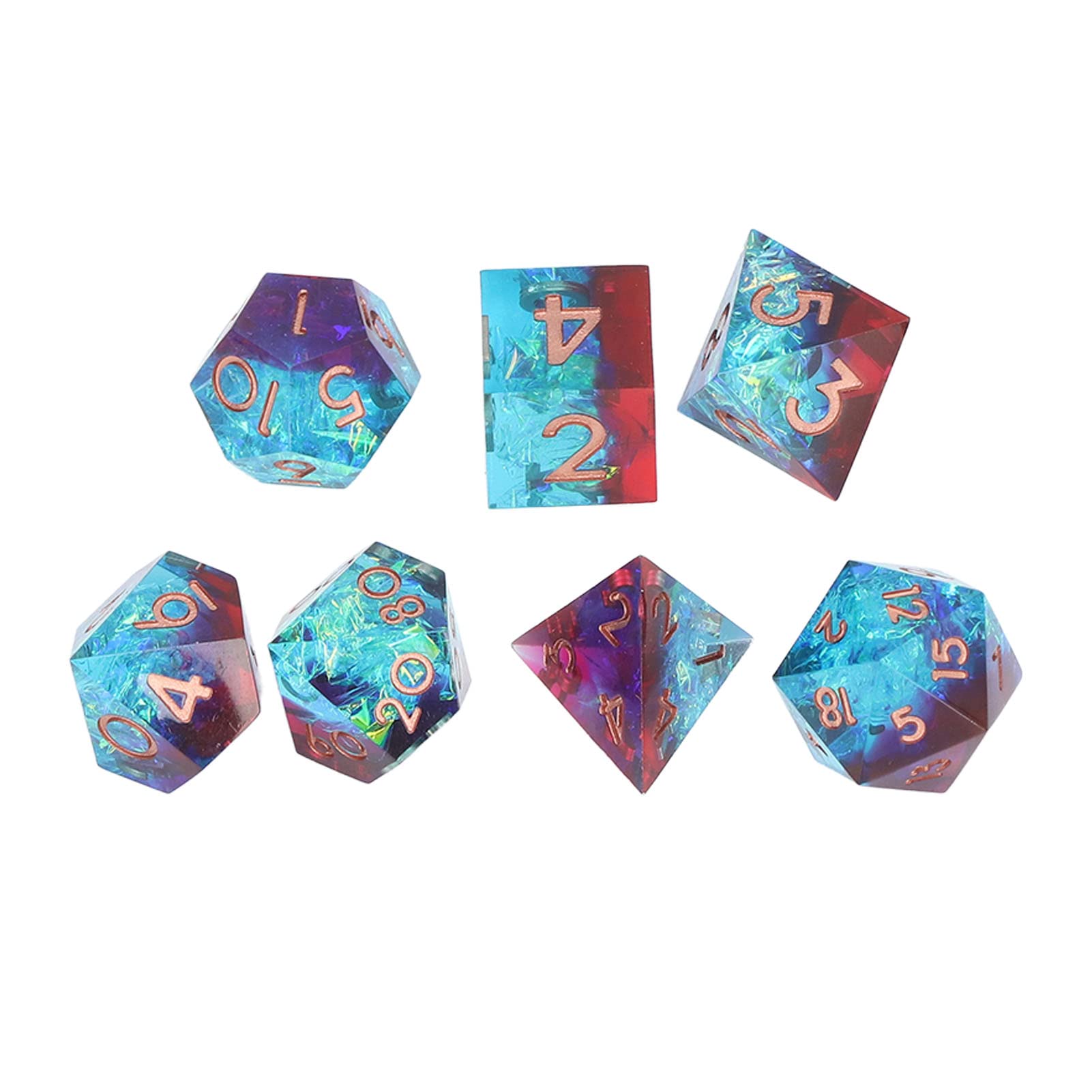 DND Dice Set, Resin Polyhedral D/D Dragon Dice with Box for Dungeons/Dragons Pathfinder TTRPG, 7 Pack(Blue and Red) Adult Spoof Whole Person Toys
