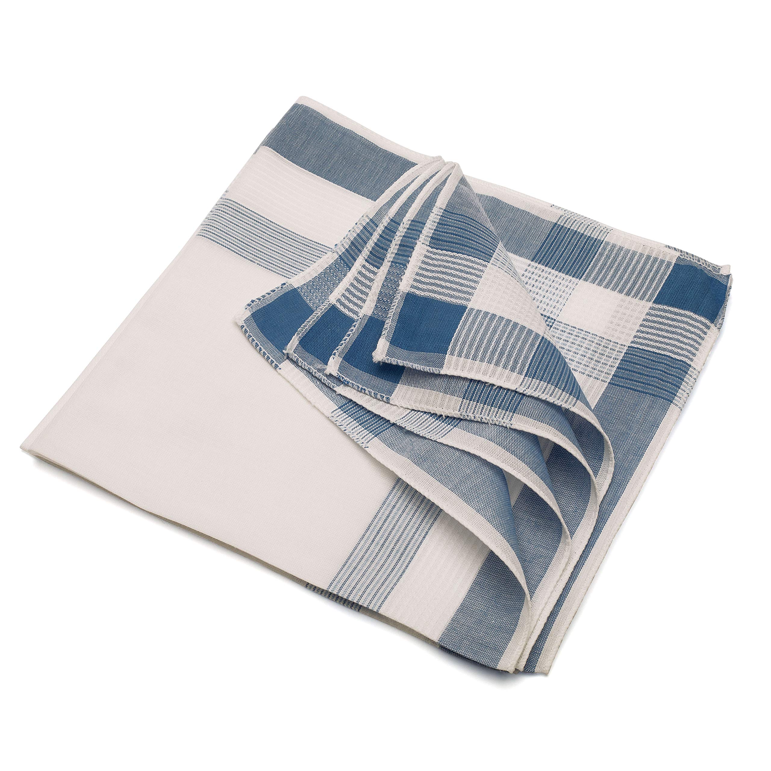 Causa Forcia Cotton Handkerchiefs for Men Thick Soft Turkish White Cotton, 12 Pack (Color Striped)