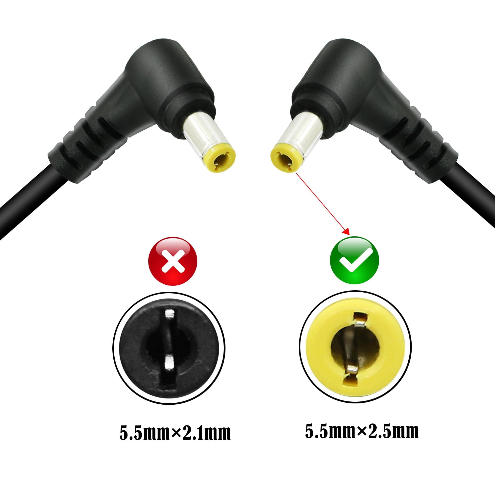 GINTOOYUN 2 PCS DC 5.5MM x 2.5MM 90 Degree Male to Male Plug Cable, 18AWG Right Angle DC5525 Power Cable Extension Cord for Strip Lihgt,CCTV,Monitors,etc(0.3m)
