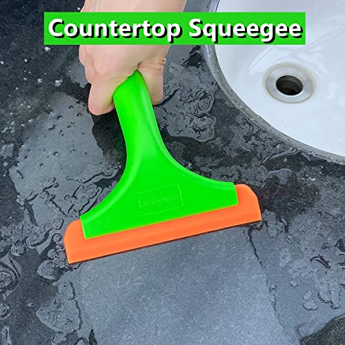 Lunbengo Small Window Squeegee, Streak-Free 5.9In Silicone Water Blade for Auto Windshield Wiper, Sink and Mirror, 7.5In Long Glass Care Squeegee for Vehicle Tinting, Glass Film Application, Green