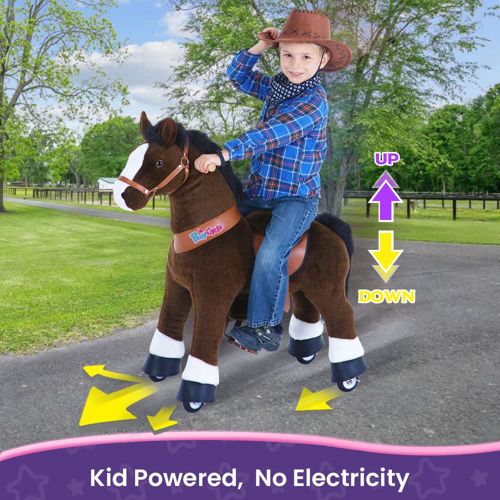 PonyCycle Ride on Horse Toy for Toddlers Classic Model U (with Brake/ 30" Height/Size 3 for Age 3-5) Riding Horse Toy Chocolate Brown Ux321