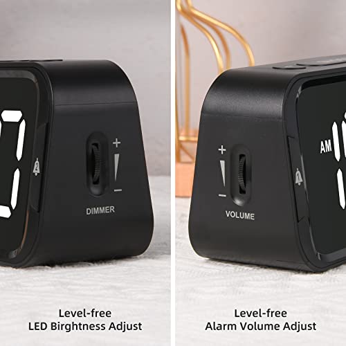 Searon Alarm Clock for Bedroom - Digital Desk Clock for Kids Dimmable LED Display, Dual Loud Alarms, Programmable Snooze, 12/24H, DC 5V/1A USB Port Charger - 5.6 x 2 x 2.8 Inches