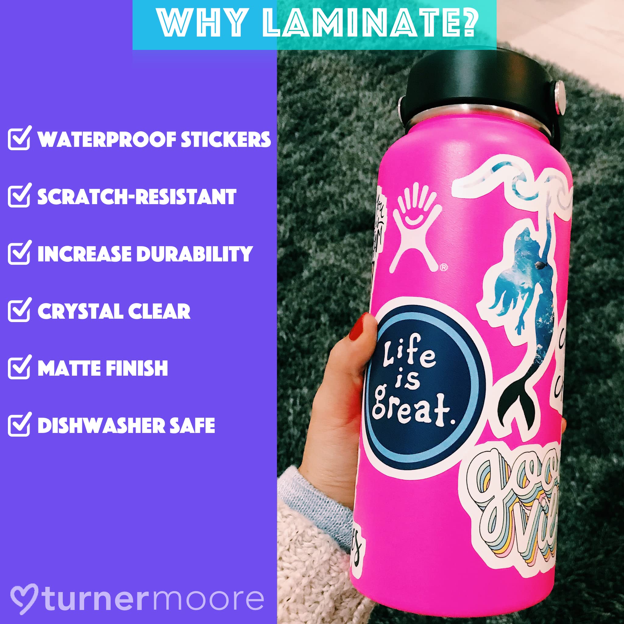 Matte Clear Vinyl Laminate for Stickers 12" x 15FT Matte Clear Laminate Roll Self-Adhesive for Cricut, Laminate Stickers Waterproof, Cricut, Stencils by Turner Moore Edition (Matte Sticker Laminate)