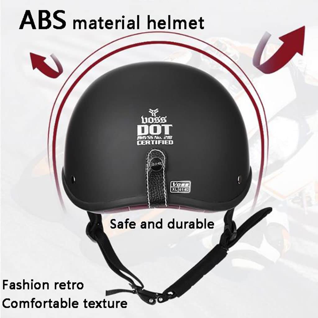 DOT Approved Retro Style Open Face Half Helmet, German Vintage Skull Cap Helmet, with Goggles Motorcycle Chopper Scooter Moped ATV Cruiser Helmet, Four Seasons for Adults Unisex-B-M(55-56CM)