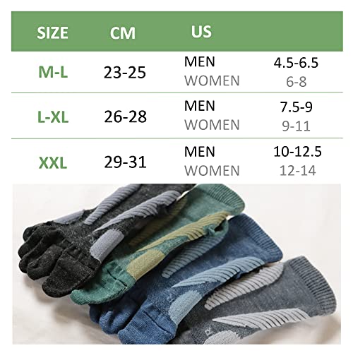 M Magic Sport Merino Wool Blend Non-Slip Above Ankle Toe Socks, Five Finger, Men and Women, Running, Hiking, Cycling, Camping (as1, alpha, l, x_l, regular, regular, Black pro)