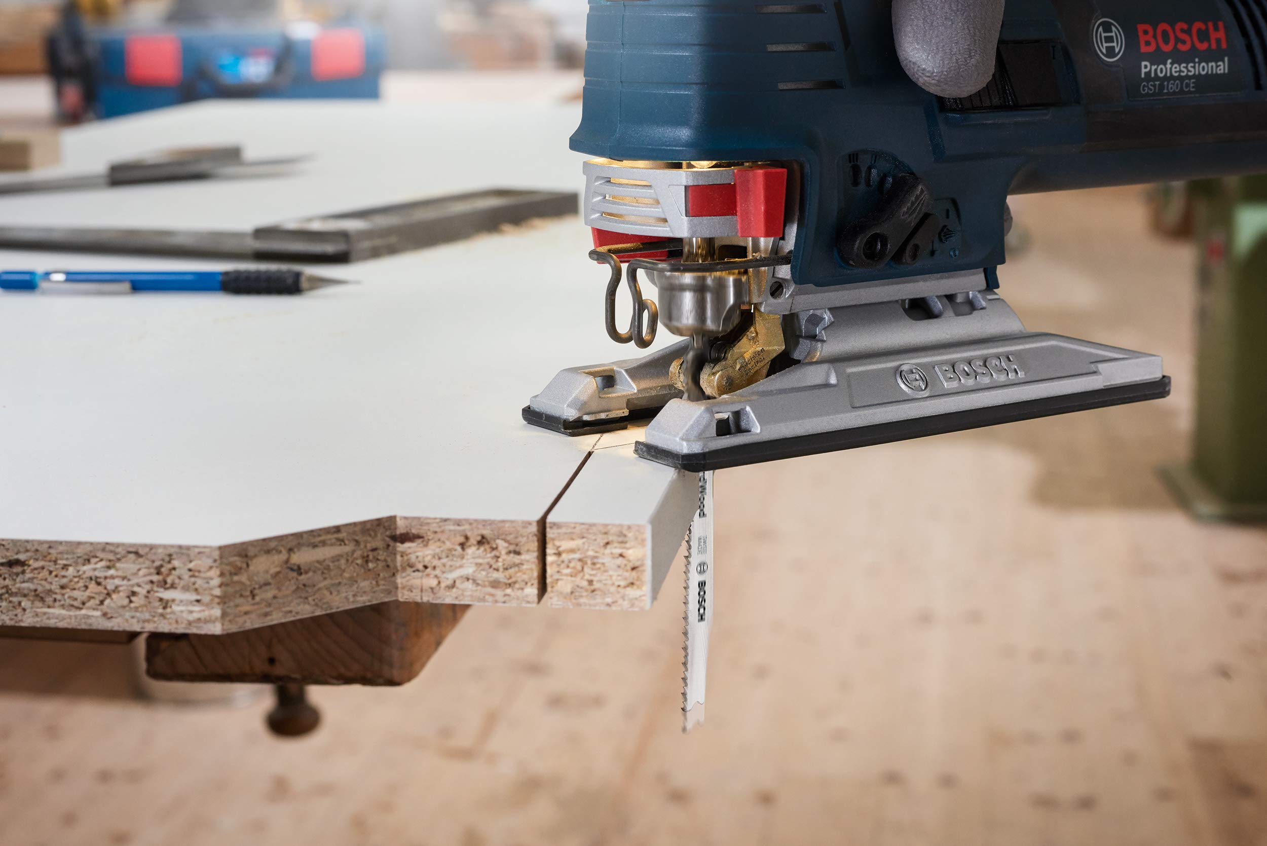 Bosch Professional 10-Piece Jigsaw Blades Set Clean (for Wood and Laminate, Accessories for Jigsaw with T-Shank Holder)