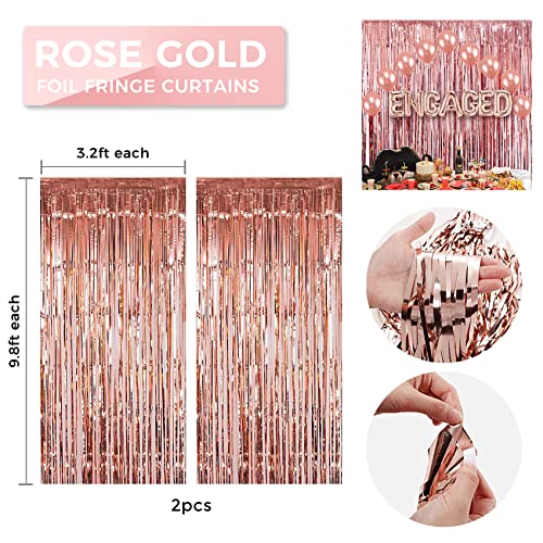 Engagement Party Decorations – Engagement Balloons – Rose Gold Engaged Balloons Letter – Diamond Engagement Ring Balloon Engagement Decorations Set – Engaged Decorations Banner for Wedding Decor