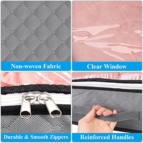 FYY Under Bed Storage, 2 Pack Large Underbed Storage Containers with Reinforced Handles & Clear Window Foldable Bedroom Organizer Bags Bin for Blankets Clothes Comforters Toys 39.4x19.7x6.3 Grey