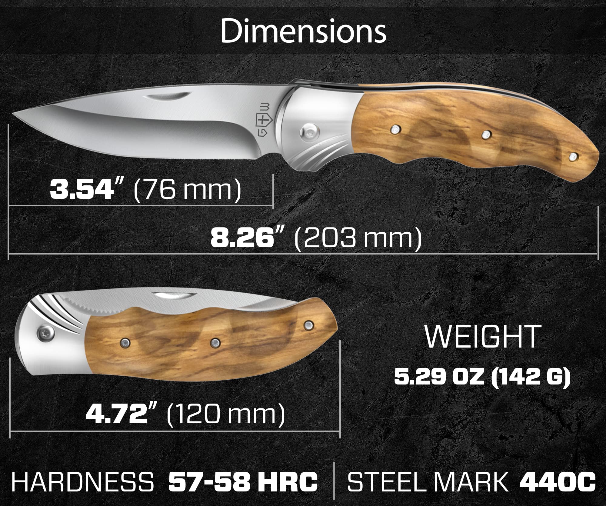 Bundle of 2 Items - Gentlemanās Folding Knife Pocket Knife Knives Knofe Wood Handle Sharp Blade - Pocket Knife for Men - Best Folder for Camping Hunting - Travel Accessories Gear- Pocket Knife Gift