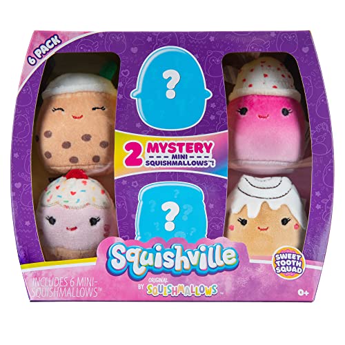 Squishville by Original Squishmallows Sweet Tooth Squad Plush - 2-Inch Bernice, Chanel, Cinnamon, Carmelita, Maya & Clara Plush - Toys for Kids