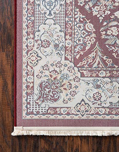 Unique Loom Narenj Collection Classic Traditional Textured Repeat Design Area Rug, 5' 0" x 8' 0", Burgundy/Tan