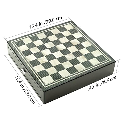Woodronic 15" Handmade Chess Set, High Gloss Chess Box with Wood Chessmen, Classic Strategy Board Games for Kids and Adults, Perfect for Decor and Casual Play
