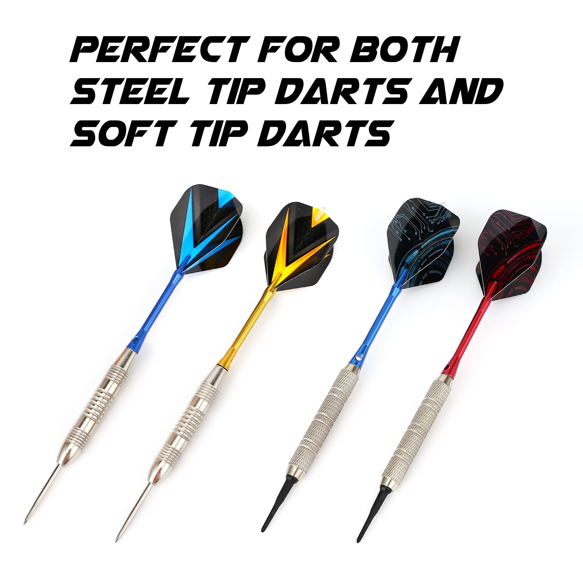 centaur 90Pcs Dart Flights with Flight Protectors, 30 Sets Durable Standard PET Dart Flights for Soft Tip Steel Tip Darts
