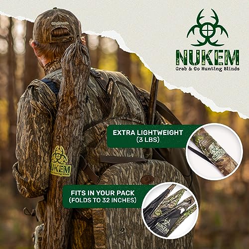 Nukem Grab & Go Hunting Ground Blind - Mossy Oak Obsession - Lightweight Stake-Free Pop Up Turkey & Deer Blind (Standard)