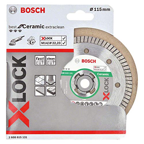Bosch Professional 2608615131 Diamond Cutting Disc Best for Ceramic X-Lock Extraclean Turbo Diameter 115 mm Bore Diameter 22.23 mm