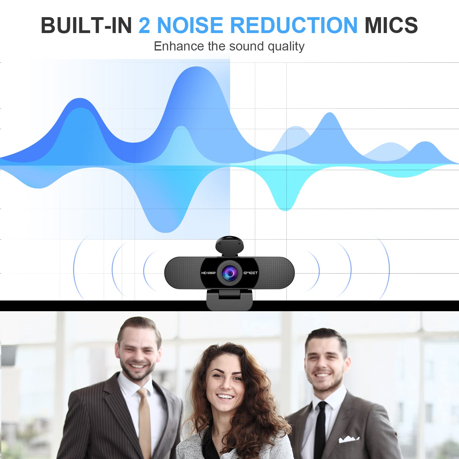 EMEET 1080P Webcam with Microphone, C960 Web Camera USB Speakerphone for Live Streaming, 1080p60 HD Webcam, 3-in-1 AI Speakerphone with Webcam