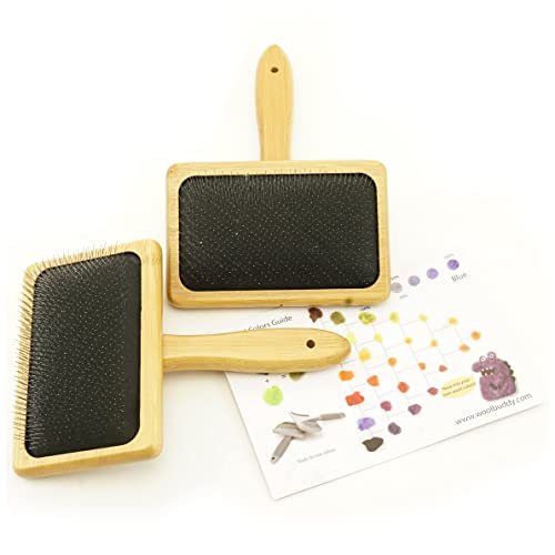 Woolbuddy Wool Carders Large, Hand Carders for Wool, 2 pcs Needle Felting Tools, Slicker Brush for Dogs, Spinning and Weaving, Carding Brushes for Needle Felting Wool
