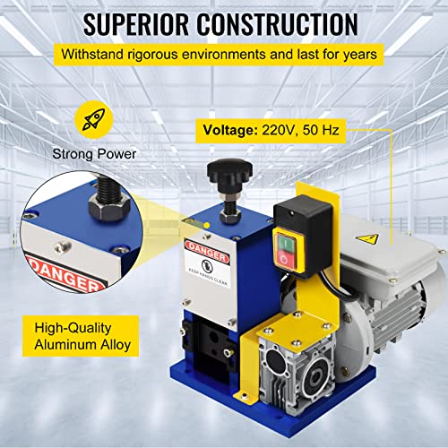 Happybuy Automatic Electric Wire Stripping Machine 0.05"-0.98", Cable Wire Stripper Machine, Portable Wire Stripper Machine for Scrap Copper Recycling, Including A Extra Blade(Dark Blue)