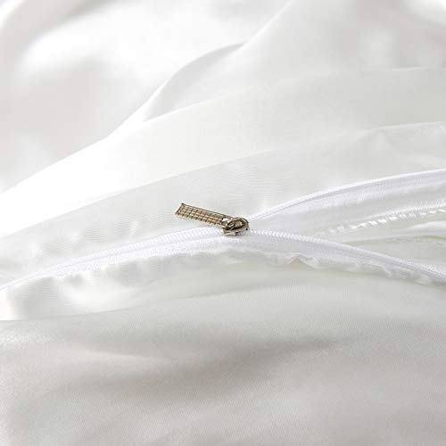 HOdo Home Satin Duvet Cover Twin Size, 3 Piece Silk Like Comforter Cover, Ultra Soft and Breathable Bedding Set with Zipper Closure & Corner Ties