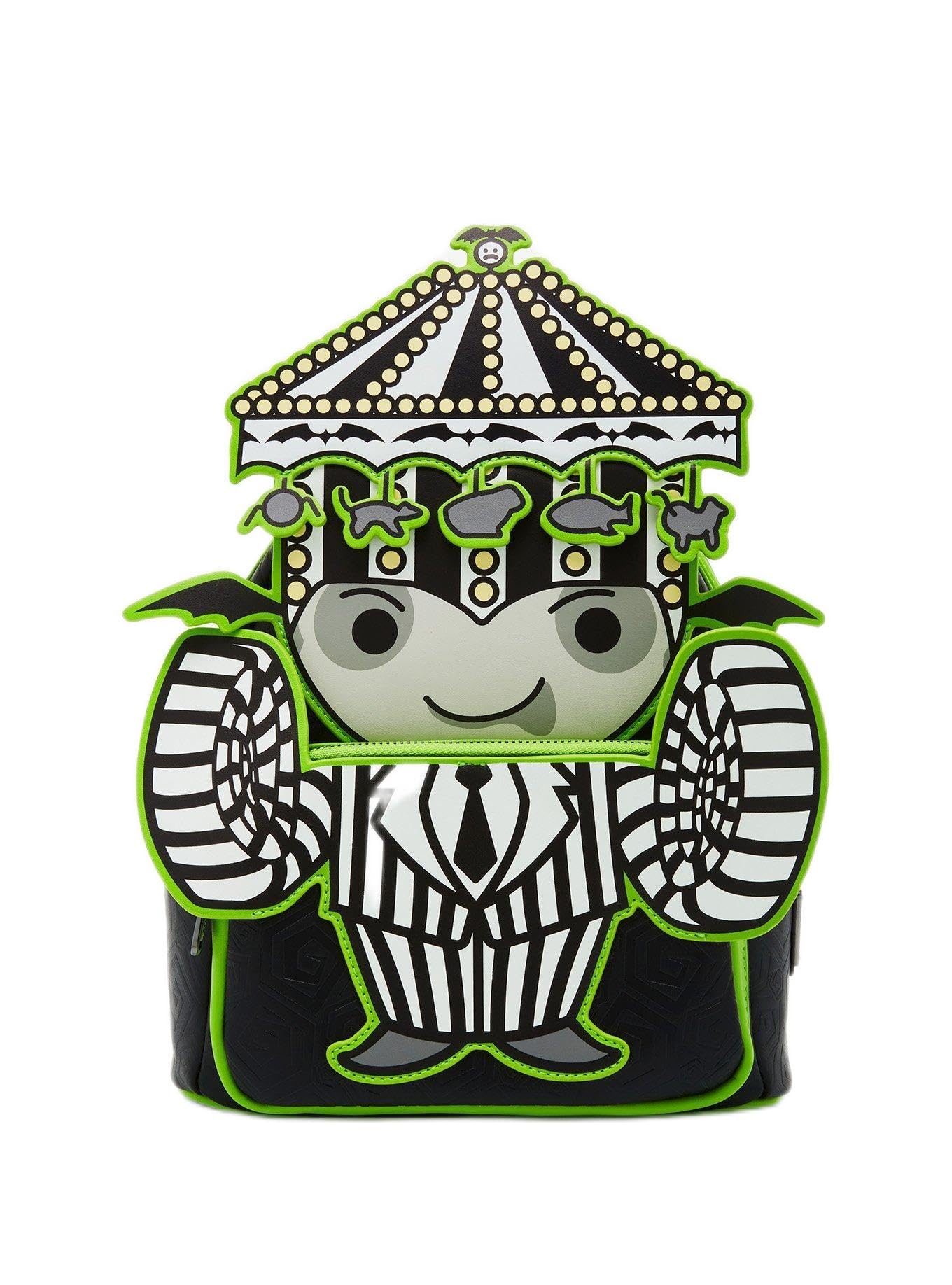 BoxLunch Loungefly Beetlejuice Chibi Carousel Beetlejuice Glow-in-the-Dark Mini Backpack Exclusive