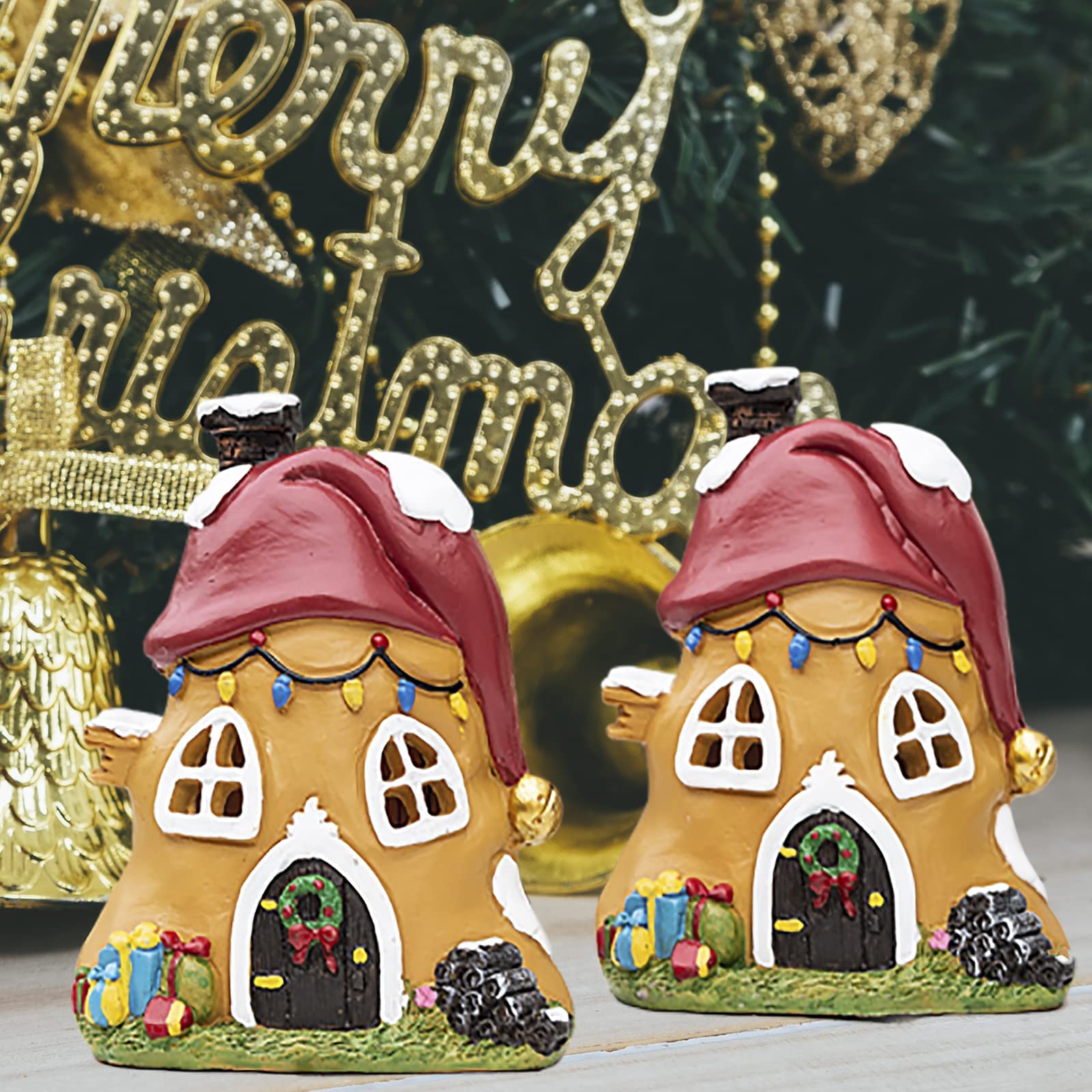 Solar House Statue Outdoor Garden Lights House Garden Sculptures Solar LED Light Decorations