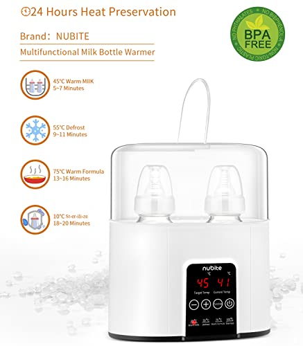 Milk Warmer for Baby, Bottle Warmer for Breastmilk Thawing, Bottle Steril-izer, Food Steamer, Water Warmer for Formula, LCD Display Accurate Temperature Adjustment, 24H Constant Mode