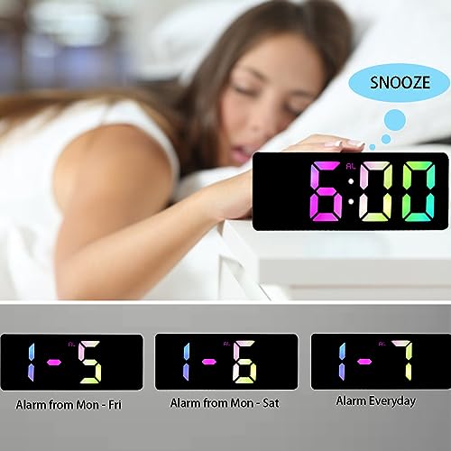 BuPnyou 6.5-inch Digital Clock, Small Alarm Clock for Bedrooms, Lightweight Digital Calendar, Temperature ℃/℉, Desktop Alarm Clock 12H/24H, Snooze Function, Adjustable Brightness, Corded Powered