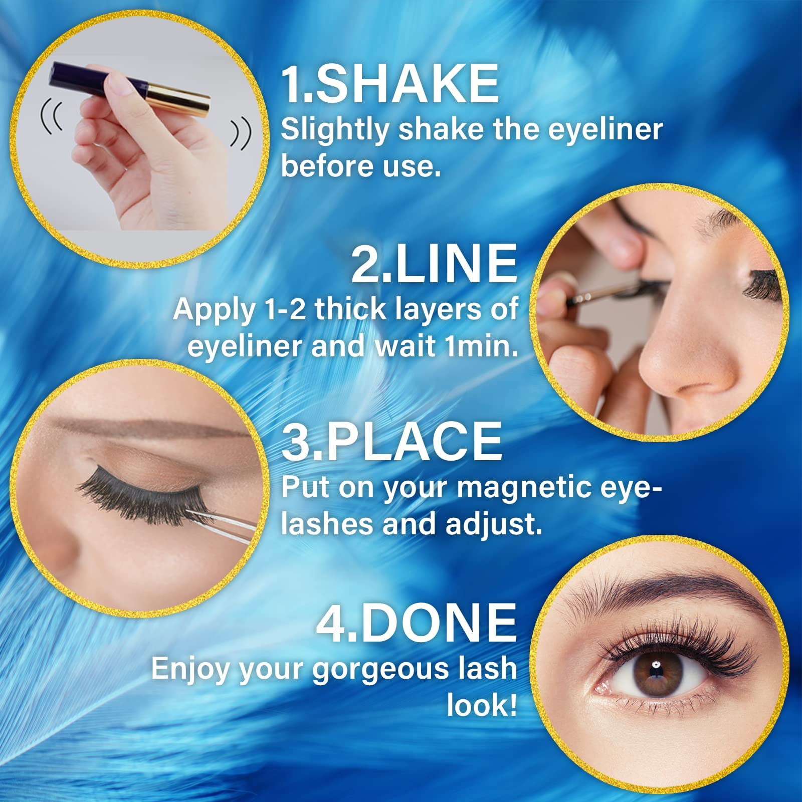 EEARLLER Magnetic Eyelashes Kit Natural Look, Fake Short Small Magnetic Lashes with Soft Brush& Long-lasting Eyeliner- Easy to Use & Remove