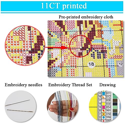 LWZAYS Cross Stitch Kits-Stamped Cross Stitch Kits for Beginners Adults 12x16inch Landscape Counted DIY Embroidery Needlepoint Kits Home Decor (YS16-)