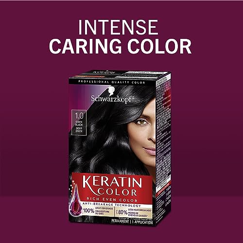 Schwarzkopf Keratin Color Permanent Hair Color Cream, 1.0 Black Onyx