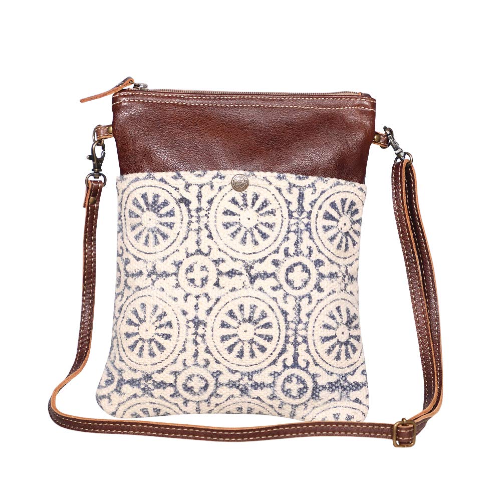 Myra Bags Ruggy Canvas, leather & Rug Crossbody Bag S-1986