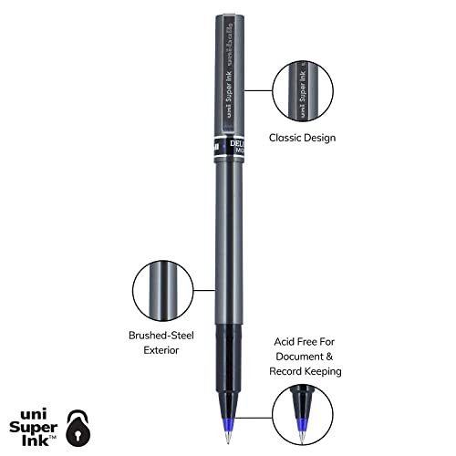 uni-ball Deluxe Rollerball Pens, Micro Point, Blue Ink, 12/Pack (60027)