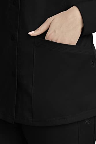 Healing Hands Womens Scrub Jacket 5 Pocket Purple Label 5063 Daisy Snap-up Scrubs Women Jacket Black L