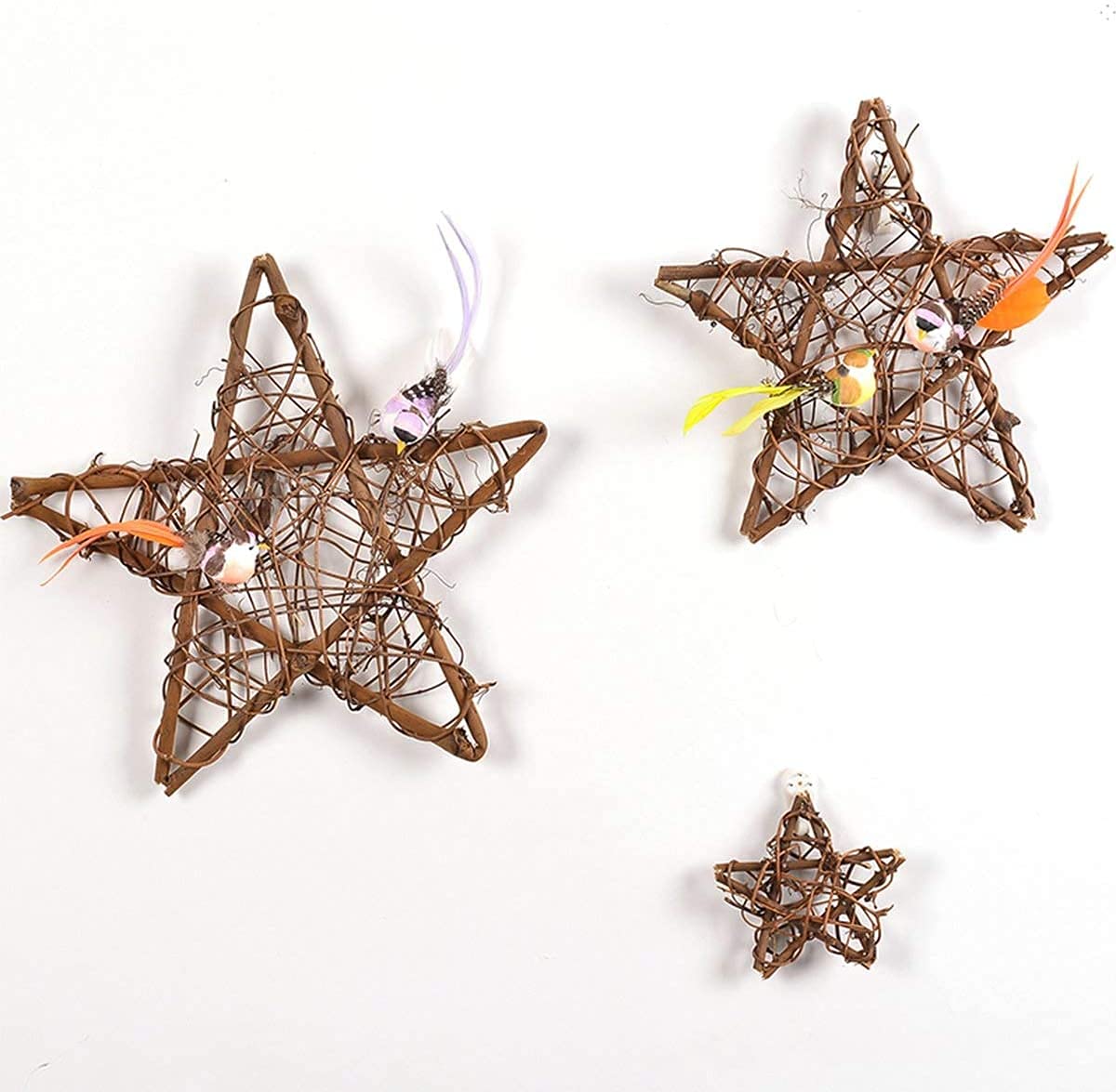 Star Wreath Natural Grapevine Rings Wicker Rattan Branch Wreath Stick Wreath Vine Wreath for Home Garden Wedding Hanging Decor (6 inches)