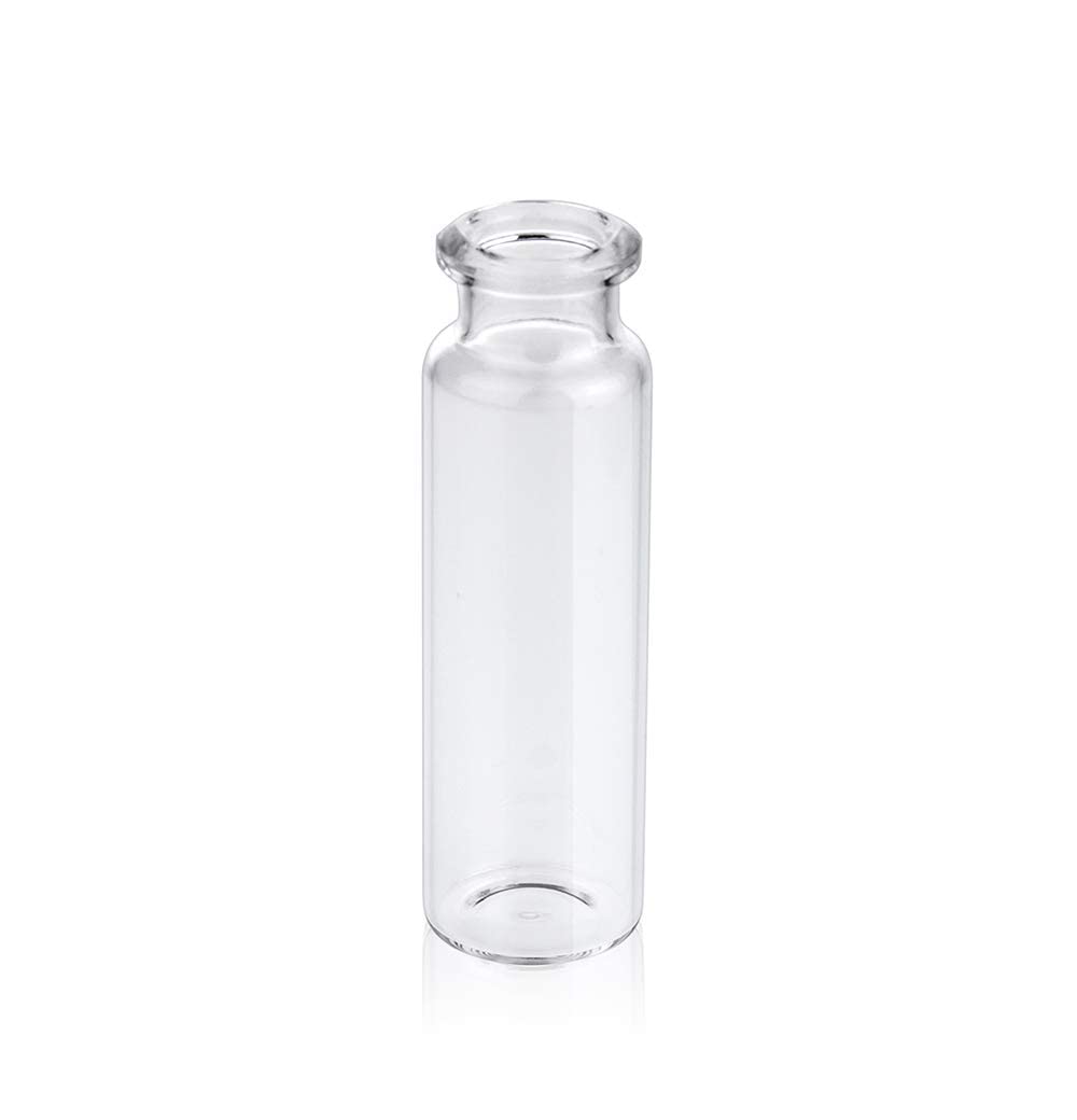 PEKYBIO 20mm, Borosilicate Glass Standard Crimp Headspace Vial,20ml Capacity,Flat Bottom,Beveled Finish,22.5x75mm and Aluminum Crimp Seal with Natural PTFE/White Silicone Septa