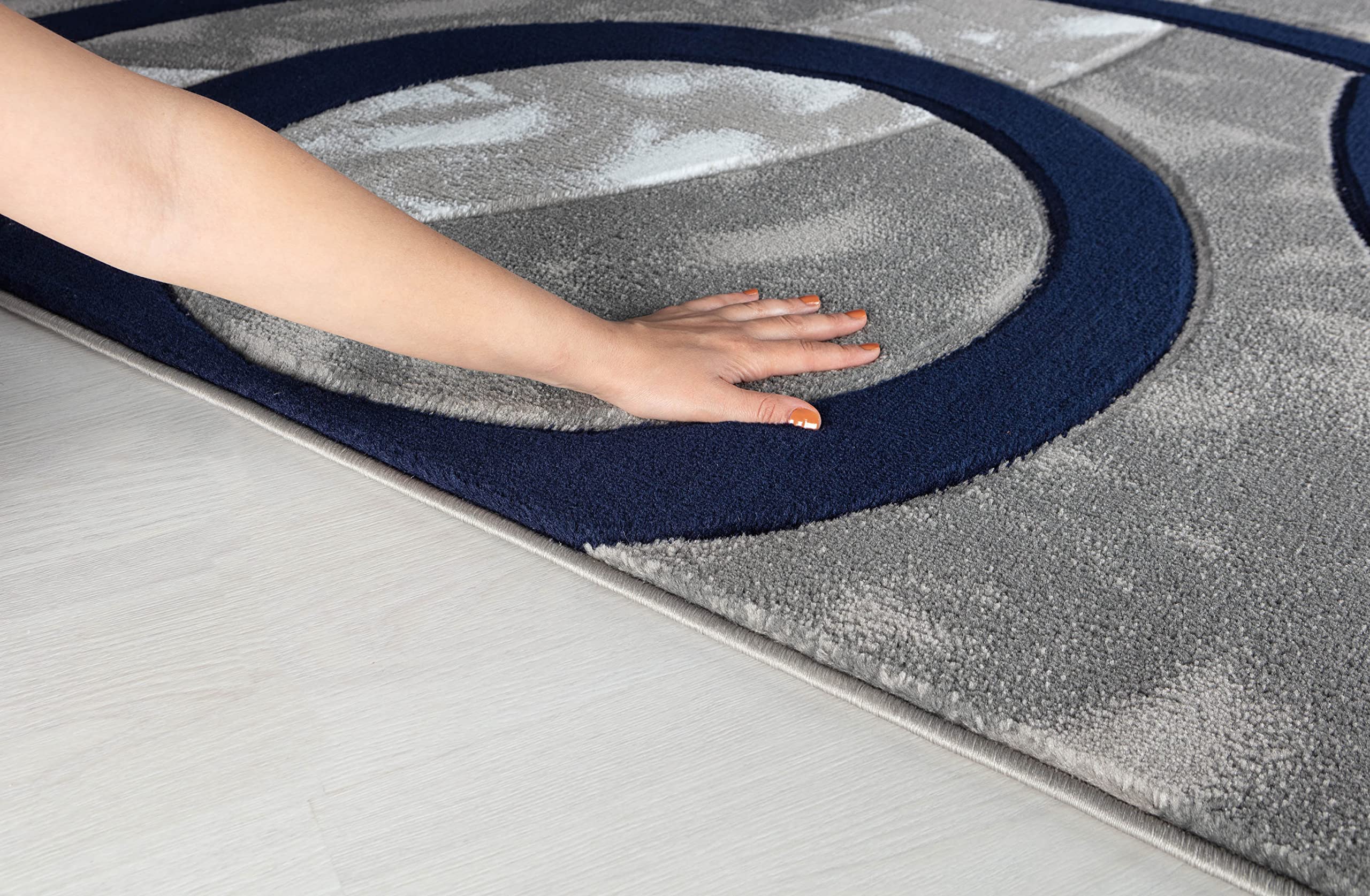 GLORY RUGS Area Rug Modern 8x10 Navy Circles Geometry Soft Hand Carved Contemporary Floor Carpet Fluffy Texture for Indoor Living Dining Room and Bedroom Area