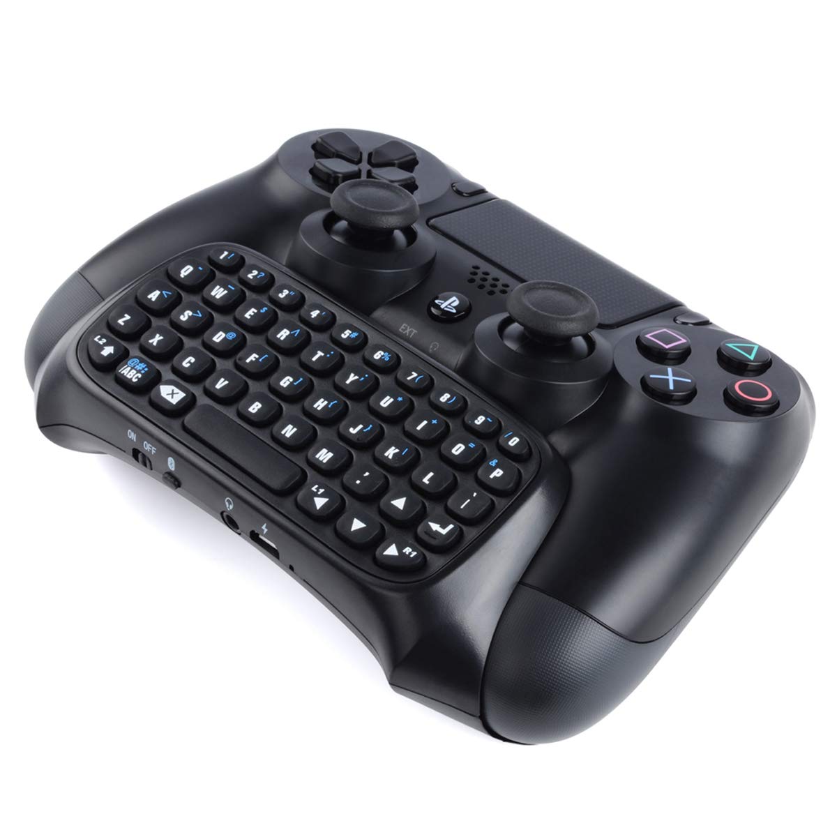 Controller Keyboard for PS4, Wireless Bluetooth Keypad Mini Chatpad Rechargeable Online Gaming Live Chat Message Gamepad Keyboard with Built-In Speaker & 3.5MM Audio Jack for Playstation 4 Dualshock