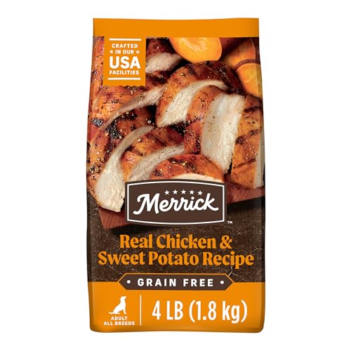 Merrick Premium Grain Free Dry Adult Dog Food, Wholesome And Natural Kibble With Real Chicken And Sweet Potato - 4.0 lb. Bag