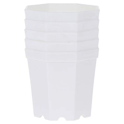 Happyyami Plant Pots 5pcs White Starting Holder Plant Shape Home Table Desktop Useful Clay Porch Simple Octagonal Decor Office Outdoor Pot Adorable Balcony and Bonsai Drainage Succulent Pots