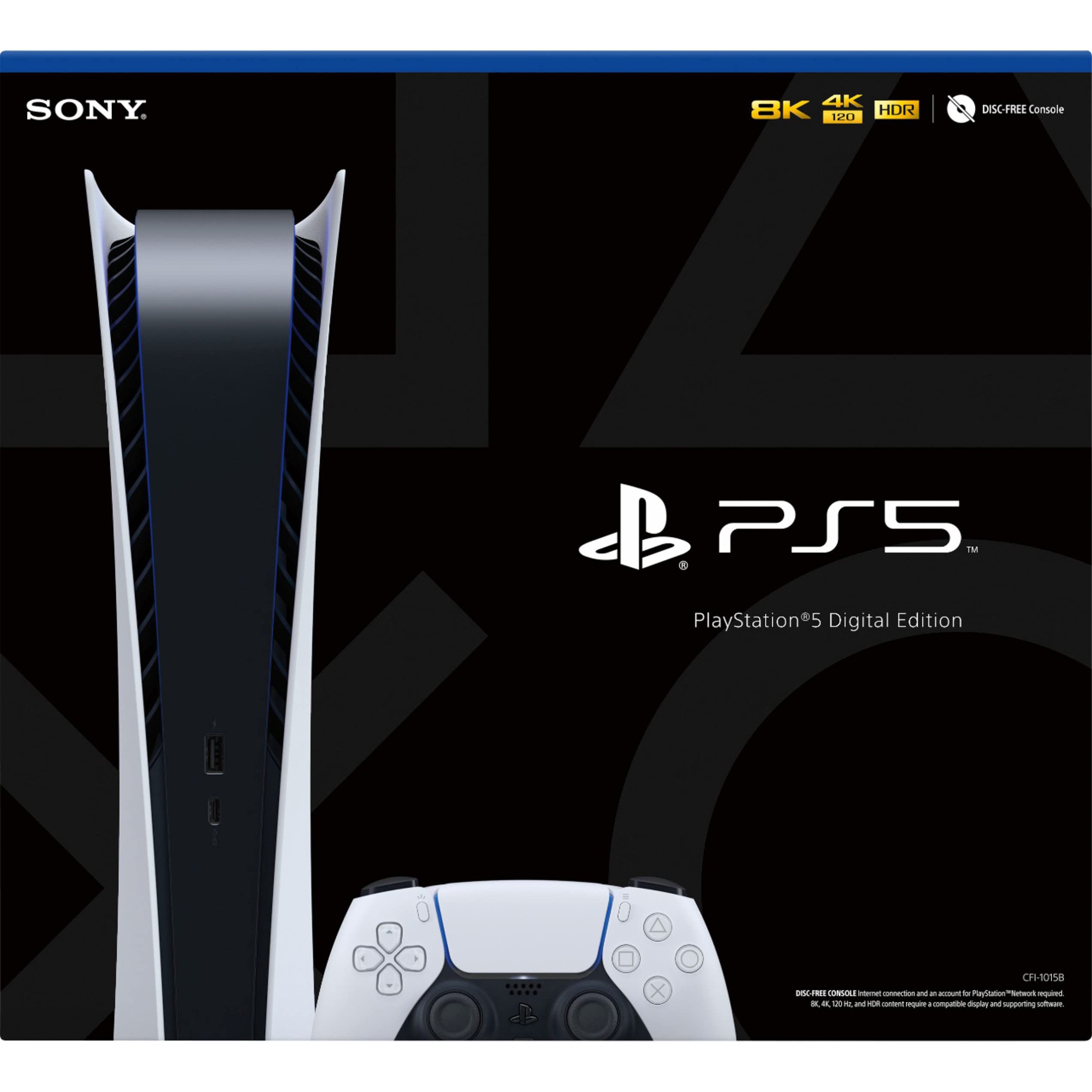 Sony PlayStation 5 Digital Edition 825GB Gaming Console + 1 Wireless Controller for PS5, 8-Core x86-64-AMD Ryzen Zen 2 CPU, 16GB GDDR6, 8K Output, Up to 120FPS, Michooyel HDMI_Cable