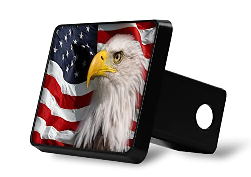 HOMETRIP US Bald Eagle Flag Trailer Hitch Cover Plug Fits 2 inch Receivers, 4 x 4 x 5 inches
