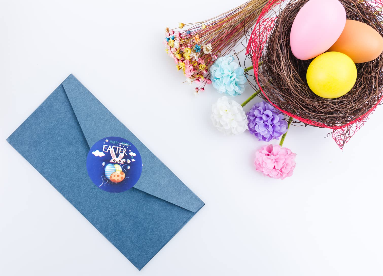 DAFURIET 500pcs Easter Bunny Stickers for Kids, Cute Happy 1 inch Self-Adhesive Easter Stickers, 8 Designs Happy Bunny Waterproof Stickers Per Roll for Easter Art Craft