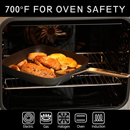 MSMK 11 Piece Induction Pots and Pans Cookware Set, Each Ridge Nonstick, Oven Safe to 700 ℉, PFOA Free Non-Toxic