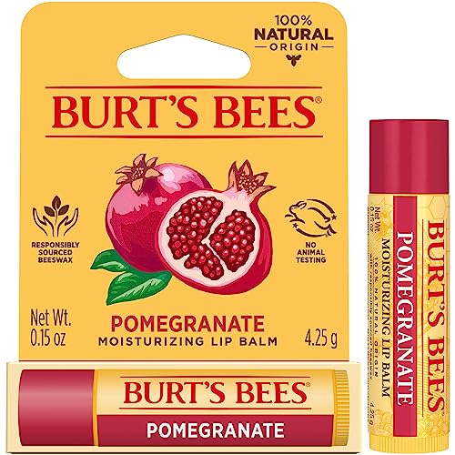 Burt's Bees 100% Natural Moisturizing Lip Balm, Pomegranate with Beeswax and Fruit Extracts, 1 Tube